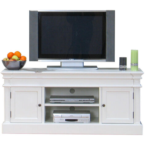 Amaretta Tv Möbel Breite 137 cm, Höhe 60 cm antik weiß, antik patinert.
