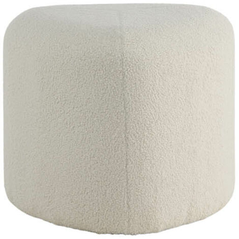 Peg Pouf, Hocker Ø46cm Teddystoff weiß.