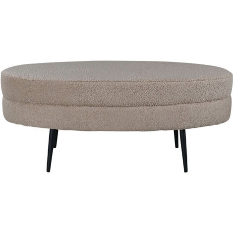 Otto Pouf, Hocker Teddystoff beige, schwarz.