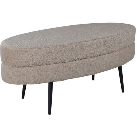 Otto Pouf, Hocker Teddystoff beige, schwarz.