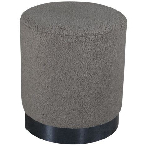 Benji Pouf, Hocker Ø35cm Teddystoff schwarz, braun.