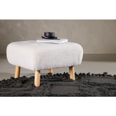 Salina Pouf, Hocker Teddystoff natur, weiß.