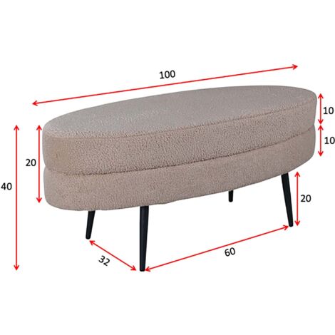 Otto Pouf, Hocker Teddystoff schwarz, weiß.