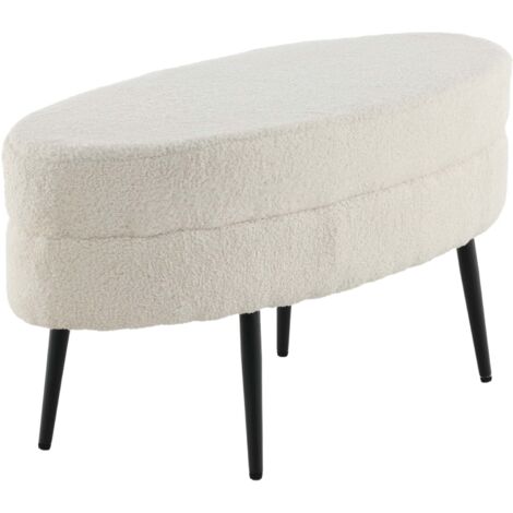 Otto Pouf, Hocker Teddystoff schwarz, weiß.