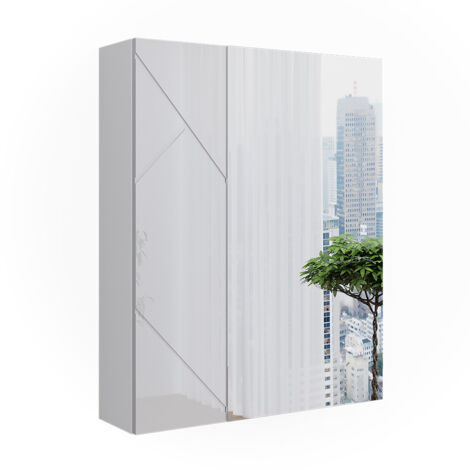 Mobile a specchio per il bagno Irma, Bianco lucido, 60 x 75 cm, Vicco