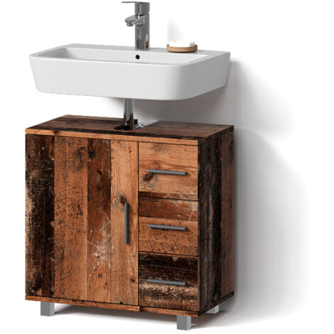 Mobile sottolavabo per bagno Eisak, Rovere rustico, 60 x 60 cm con anta ...