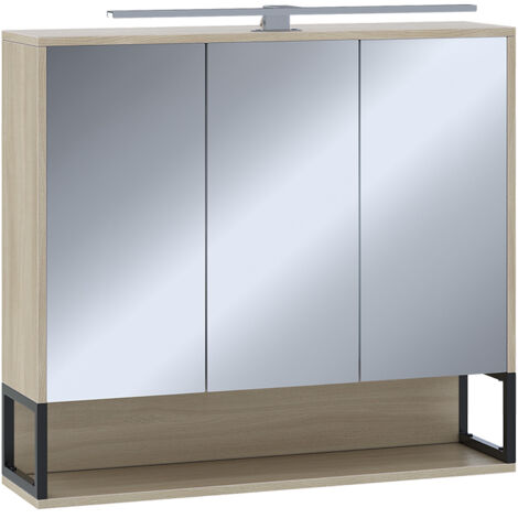 Mobile a specchio per il bagno Vionna, Quercia/nero, 80 x 71.5 cm con ...