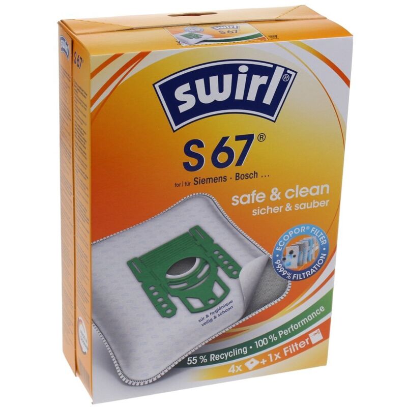 Swirl - sac d'aspirateur s67 + hepa filtration- pack/4 - 6782922