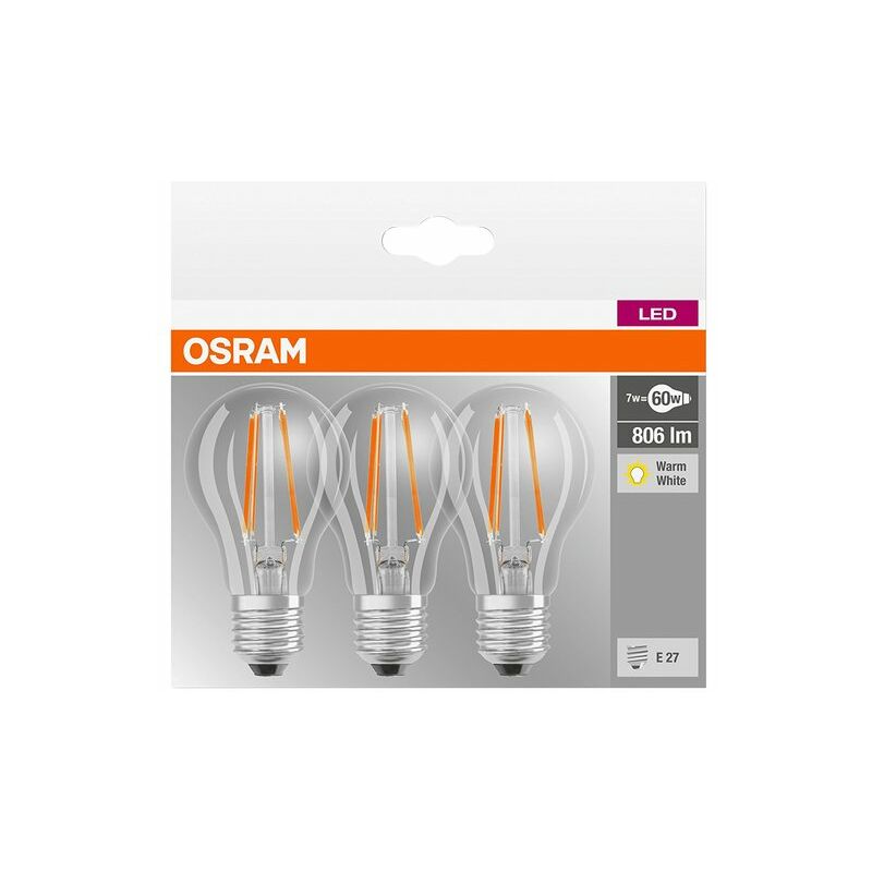 Osram - led retrofit classic a 60 6.5w/840 220-240v fil e27 box of 3 pcs - 4058075819535
