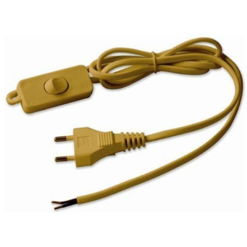 Kabel mit Schalter und Stecker 6A, 2x0.75, Gold