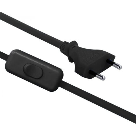 Kabel mit Schalter und Stecker 6A, 2x0.75, schwarz