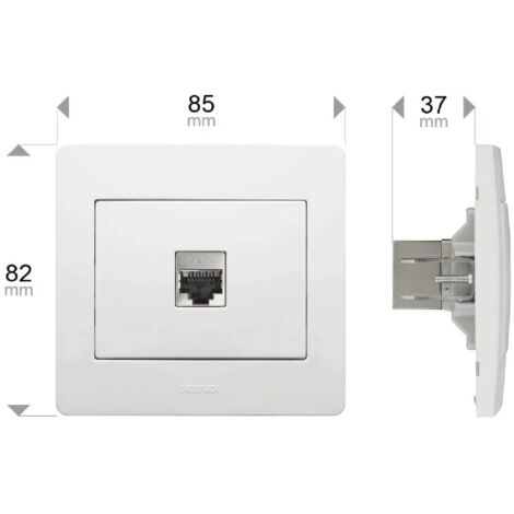Ethernet-Buchse RJ45 Durchmesser 2, Kategorie 6, weiß