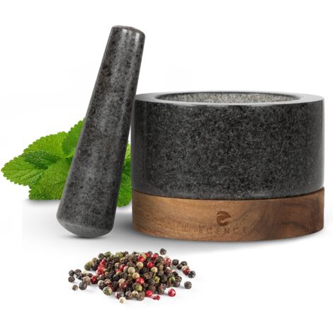 Mörser mit Stößel aus Granit & Holz Gewürzmörser Mortar and Pestle Ø11cm