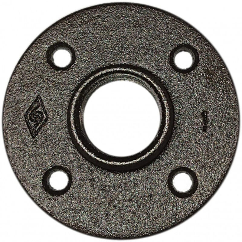 Flangia filettata nera rotonda 26x34 con 4 fori di fissaggio
