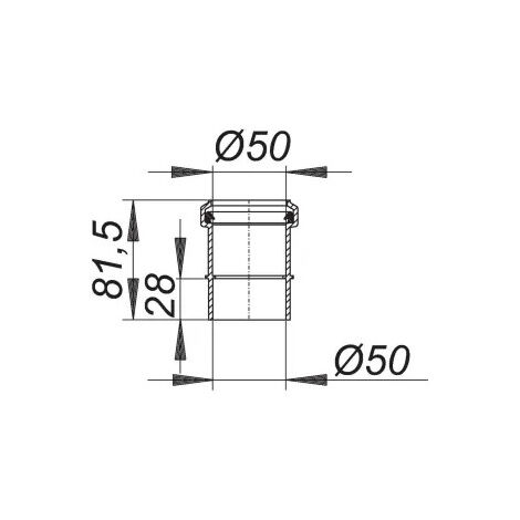 Tronchetto in PVC DN 50 per tubo in polipropilene