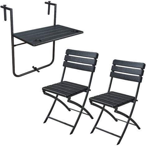 SVITA Meuble de balcon 3 pièces pliable 1 table 2 chaises Set de balcon ...