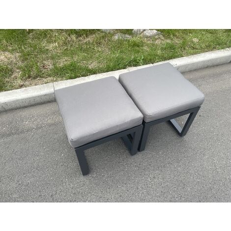 Fimous Aluminum 2 PC Small Footstool Outdoor Garden Furniture With Seat ...