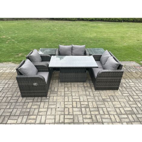 Fimous Outdoor Rattan Garden Furniture Set Patio Height Adjustable ...