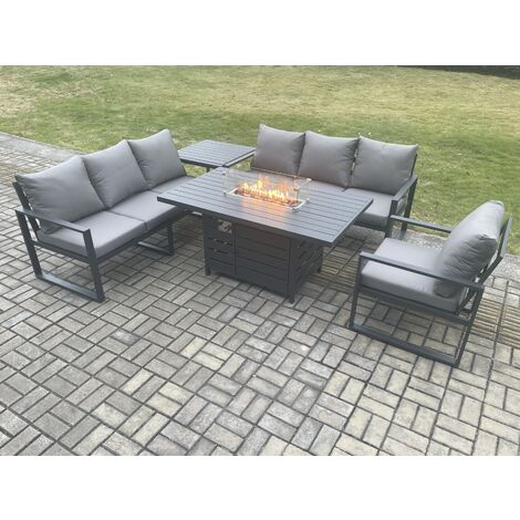Fimous Aluminium Outdoor Lounge Sofa Garden Furniture Sets Gas Fire Pit ...