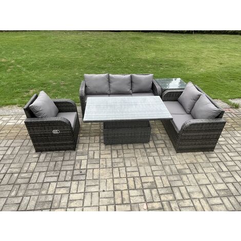 Fimous Outdoor Rattan Furniture Garden Dining Set Patio Height ...