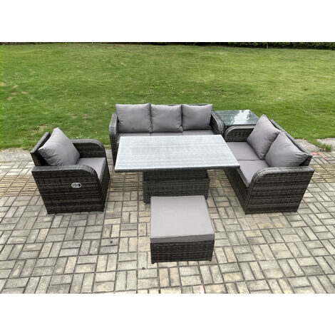 Fimous Outdoor Rattan Furniture Garden Dining Set Patio Height ...