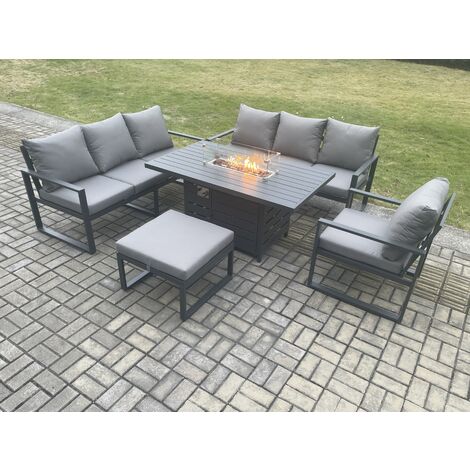 Fimous Aluminium Outdoor Lounge Sofa Garden Furniture Sets Gas Fire Pit ...