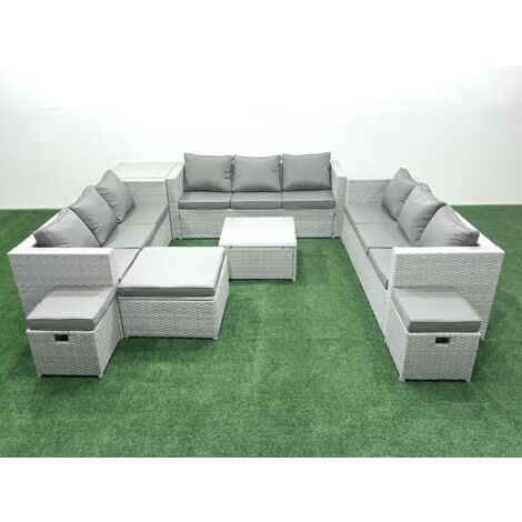 Fimous Rattan Garden Outdoor Furniture Set 12 Seater Rattan Garden Sofa ...
