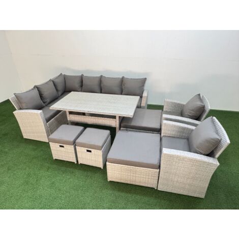 Fimous 12 Seater Rattan Garden Furniture Set Outdoor Patio Dining ...
