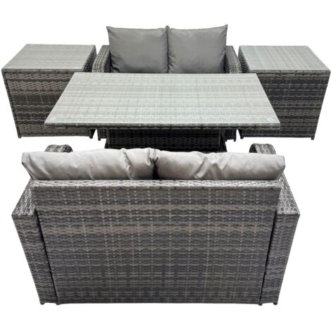 Fimous 4-seater Patio Height Adjustable Rising Lifting Table Sofa Sets ...