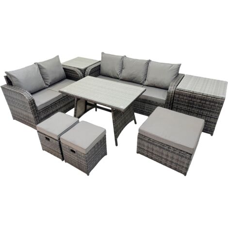 Fimous Garden Rattan Outdoor Furniture Set 8 Seater with Love Sofa 3 ...