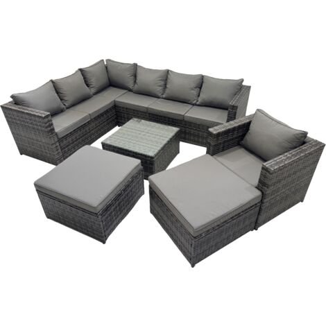 Fimous Rattan Garden Furniture Patio Furniture Sets with Corner Sofa ...