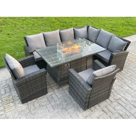 Fimous High Back Rattan Corne r Sofa Set Garden Furniture Sofa Gas Fire ...