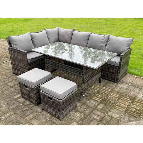 High Back Dark Mixed Grey Rattan Corner Sofa Set Outdoor Furniture ...