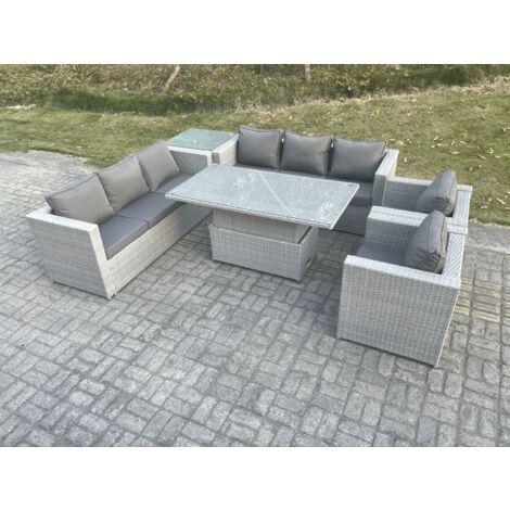 Fimous Rattan Garden Funiture Set Height Adjustable Rising Lifting ...