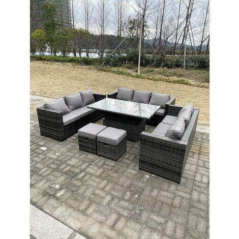 Fimous U Shape Outdoor Rattan Garden Furniture Sofa Set Lounge ...