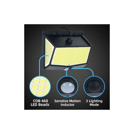 COMELY 468 LED de luz solar al aire libre con sensor de movimiento 3 ...