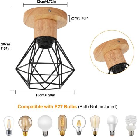 COMELY Set de 2 Plafonieres Vintage E27 Lámpara de Techo, Lámpara de ...
