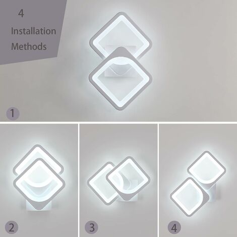 Luce murale interna 24W, moderna lampada a led da parete, bianco freddo ...