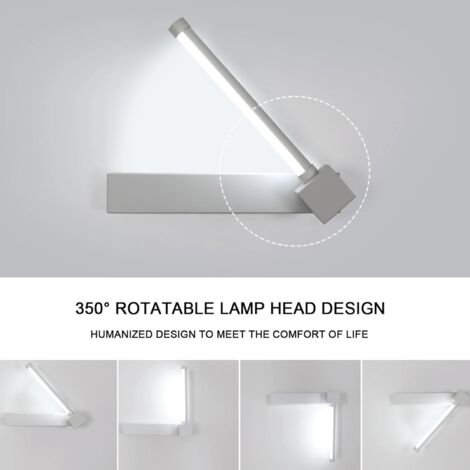 Luce murale a parete a LED, 350 ° Modern Rotary Rotary Rotating 10W ...