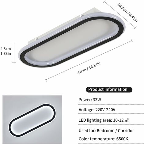GOECO Plafoniere LED Moderne, 33W 3712LM Lampada da soffitto LED Nero ...