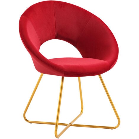 Poltrona Tonda Camera da Letto in Velluto Design Moderno, Sedia Imbottita Circolare con Gambe in ...