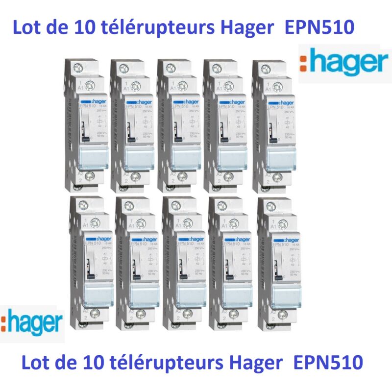 Télérupteur 1F - 230V 16A EPN510 - Hager - Lot de 10 pièces