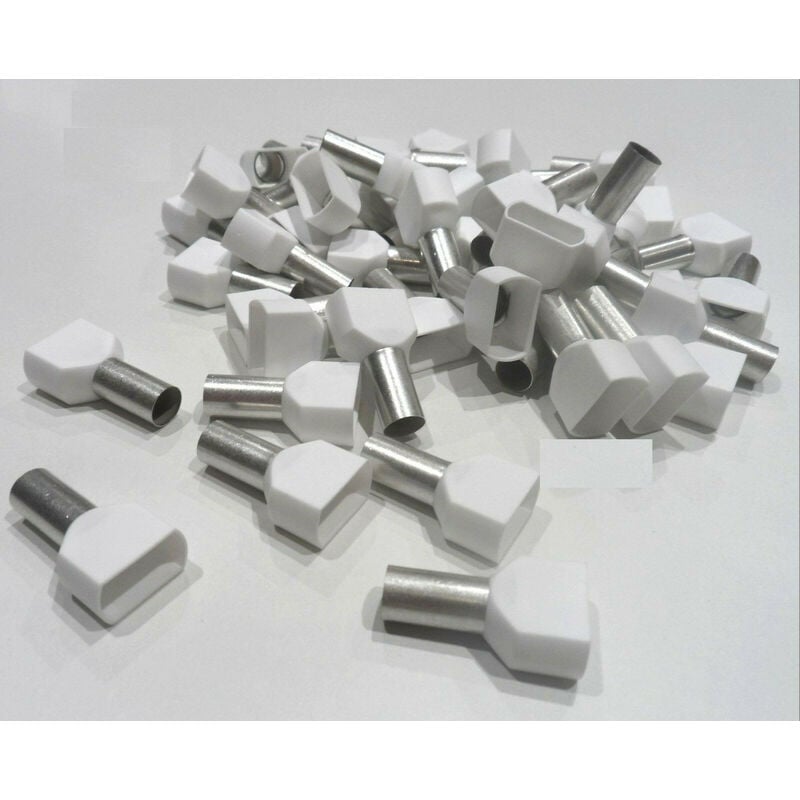 Embouts de cablage Pré-isolé double 2x16 mm² ivoire le lot de 50 pièces