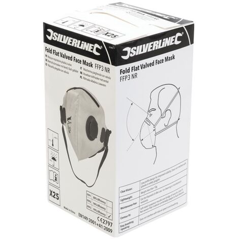 Mascherina FFP3 pieghevoli valvola di espirazione conf. 25 pezzi EN149:2001