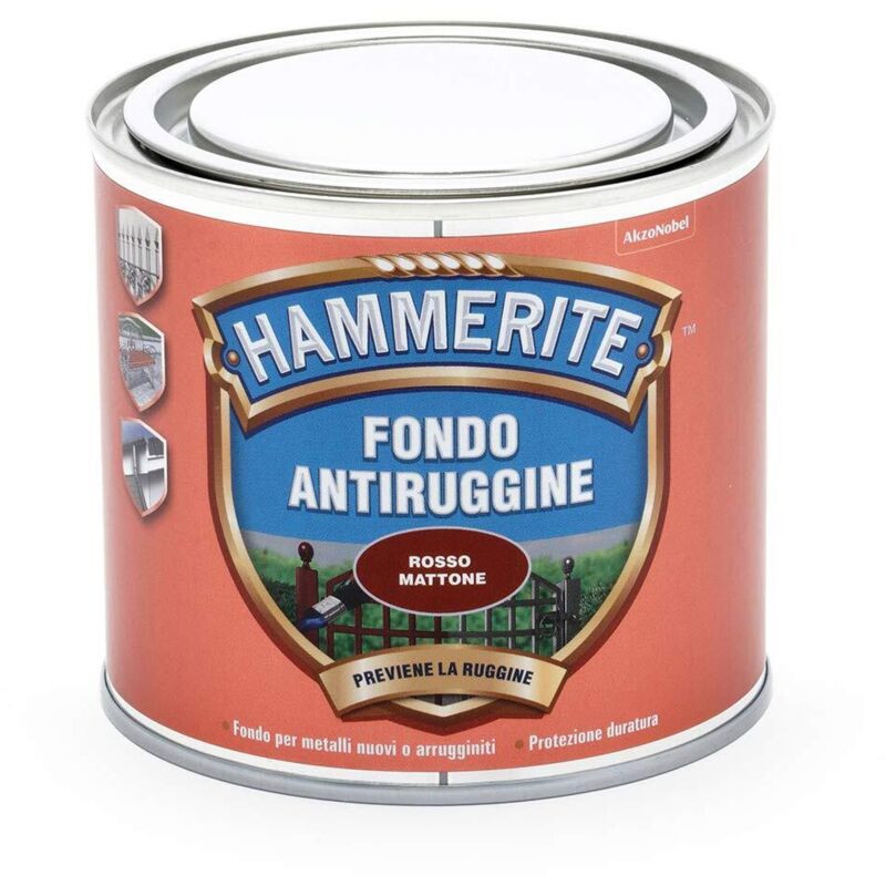 Fondo Anti-Ruggine. Rosso Mattone opaco (500 Ml). Hammerite
