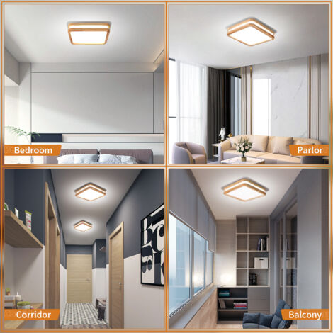 Plafones Cuadrada De Madera Led Lámpara De Techo De Interior Lamparas ...