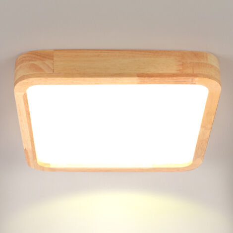 Lámpara De Techo De Interior Plafones Cuadrada De Madera Led 4500K ...