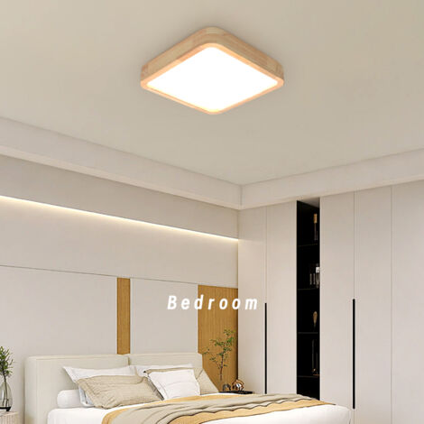 Lámpara De Techo De Interior Plafones Cuadrada De Madera Led 4500K ...