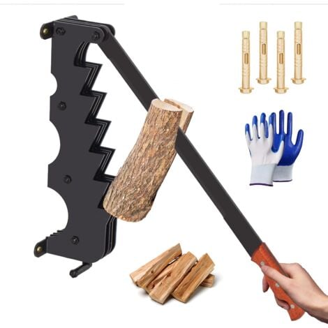 Manueller Holzspalter, Wandmontage Handholzspalter mit Holzgriff und handschuhe, Wandhalterung ...