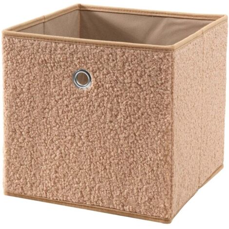 Cubo plegable de tejido bouclé beige - H27 cm
